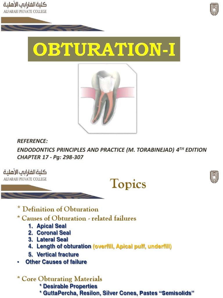 7-Obturation 1 | PDF | Chemistry | Dentistry Branches