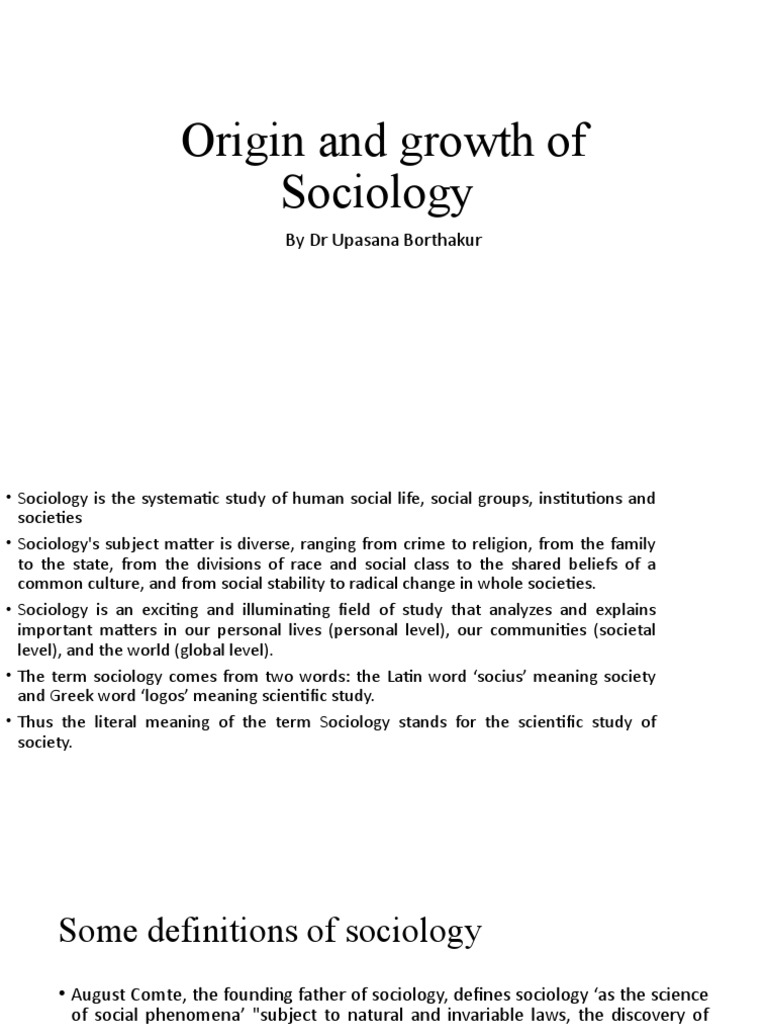 Origin and Growth of Sociology Explained | PDF | Sociology | Science