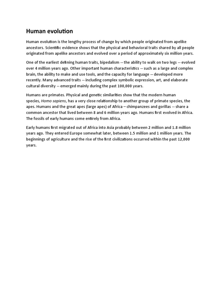 Human Evolution: From Apes to Civilization | PDF