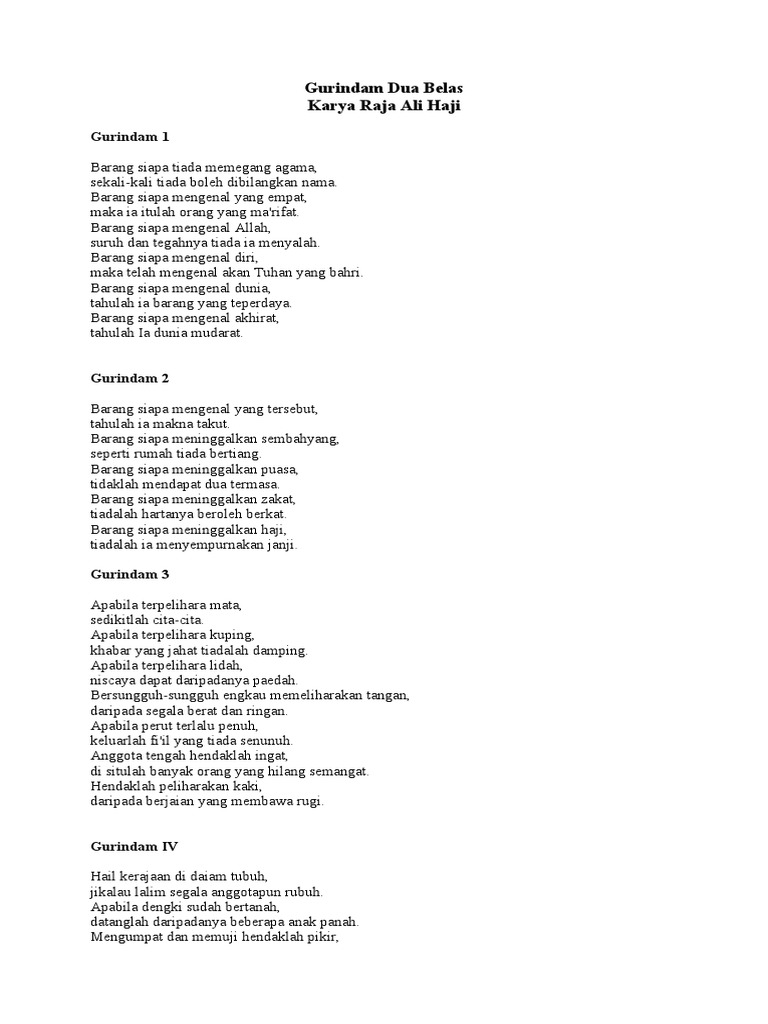 Gurindam Dua Belas | PDF