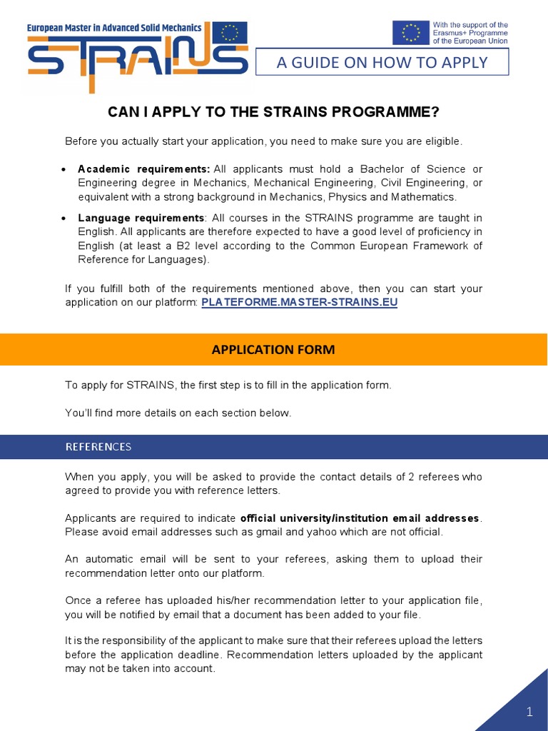 EMJMD STRAINS - Application Guide | PDF | Diploma | Academic Degree