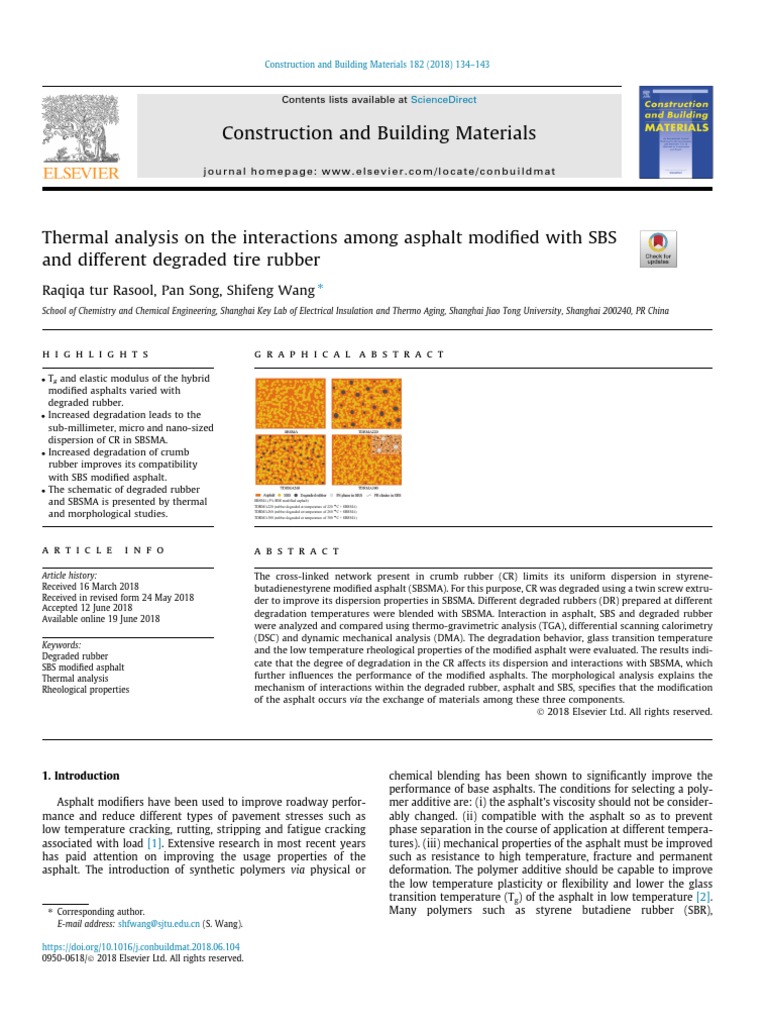 Thermal Analysis On The Interactions Among Asphalt Modified With SBS ...