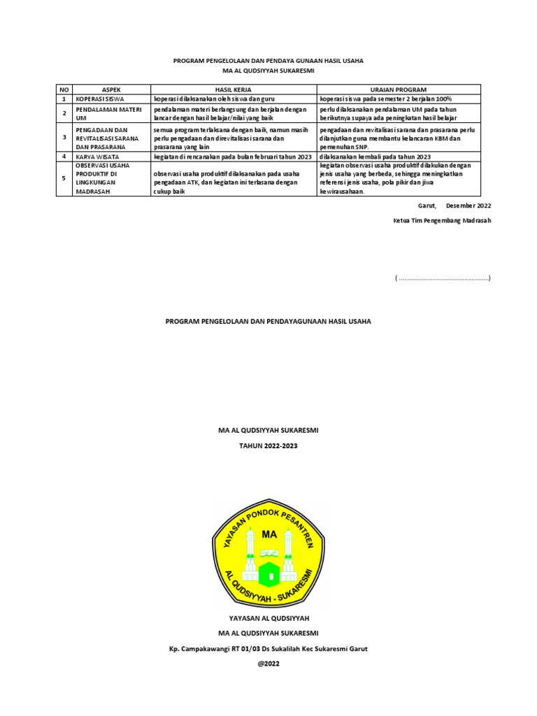 Program Pengelolaan Dan Pendaya Gunaan Hasil Usaha | PDF