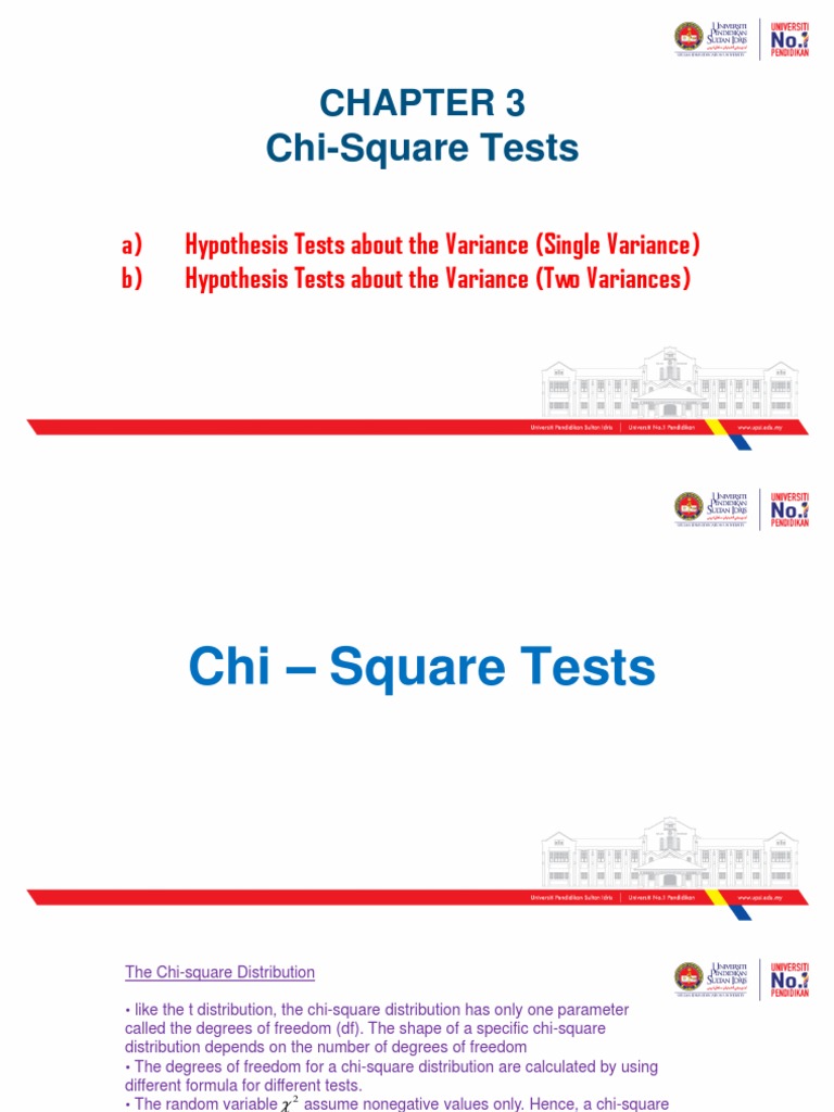 CHAPTER 3 - 1 CHI SQUARE TEST Hypothesis Tests About The Variances ...