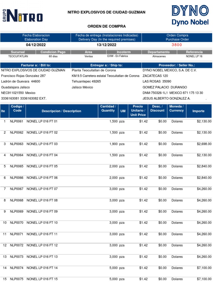 Oc-3800 Nonel LP 16 FT Nitro | PDF