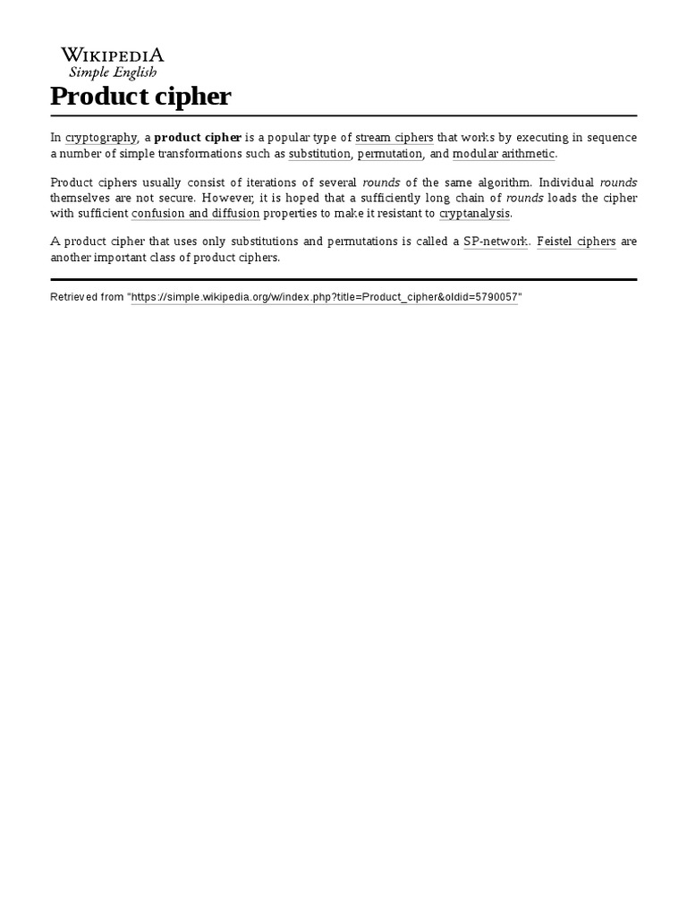 Product Cipher | PDF | Computers