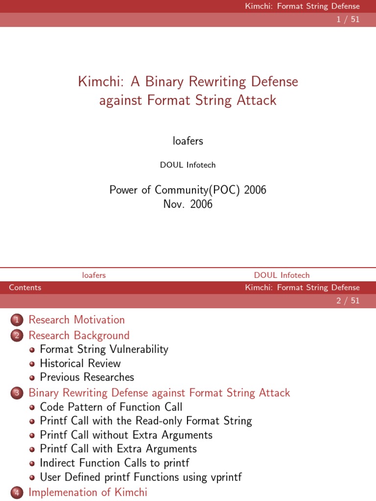 A Binary Rewriting Defense Against Format String Attack | PDF ...