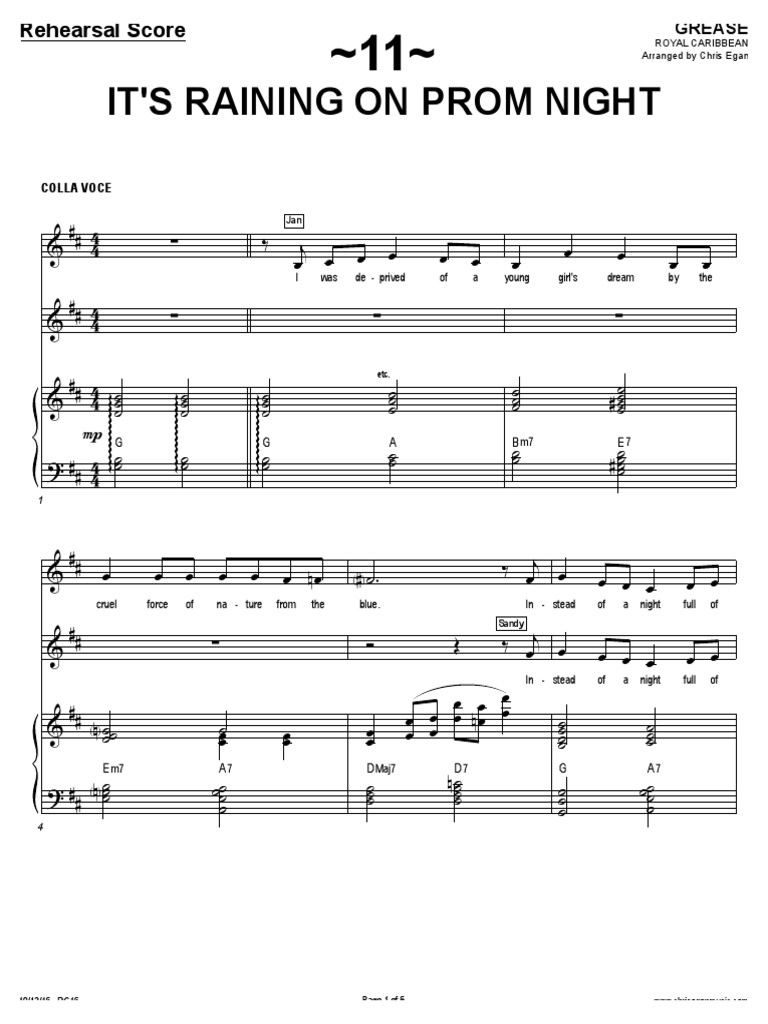Raining On Prom Night Sheet Music | PDF