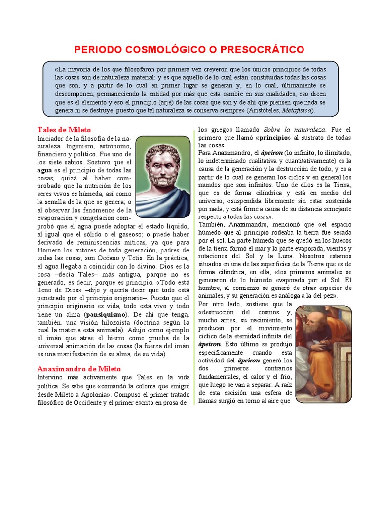 Periodo-Cosmológico-o-Presocrático | PDF | Filosofía griega antigua ...