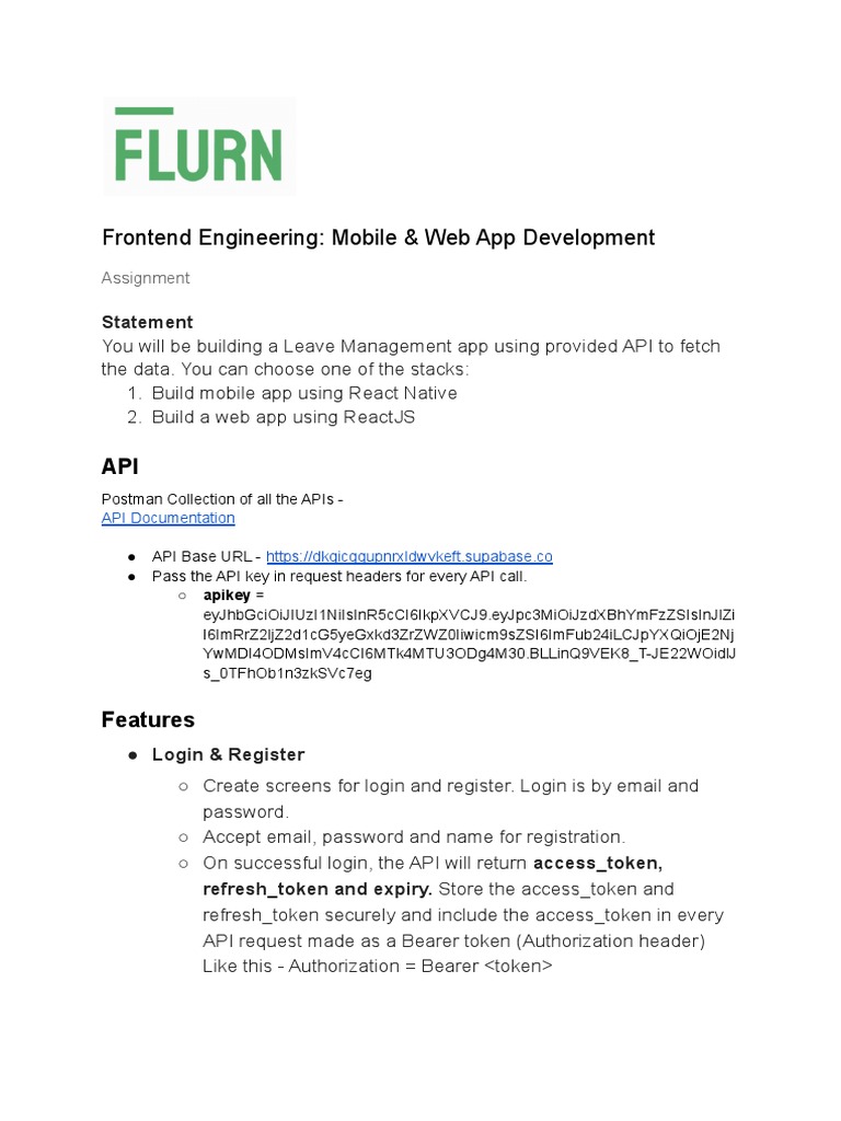 Flurn Web or Mobile App Development - Leave Management | PDF | World ...