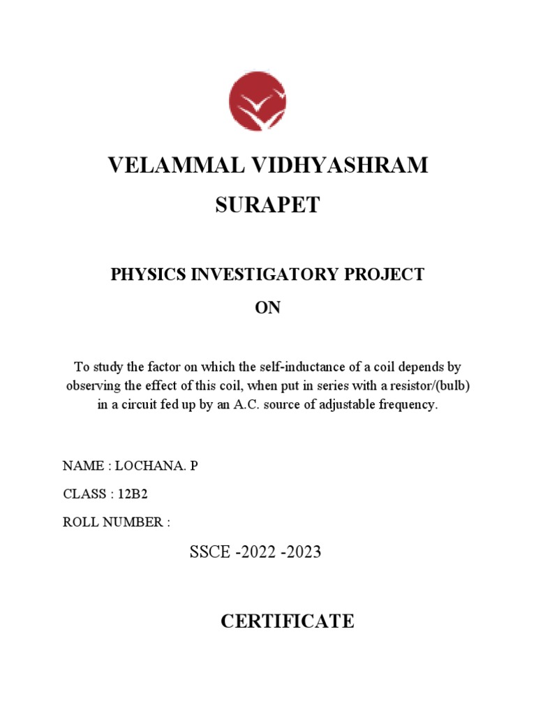 Cover Page For Physics Project (1) LOCHANA | PDF