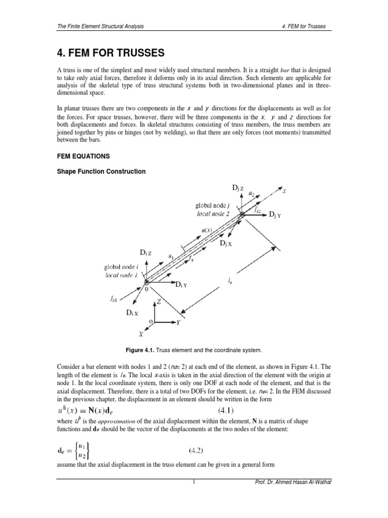 CH4 FEM FOR TRUSSES - v2 | PDF | Finite Element Method | Structural Analysis