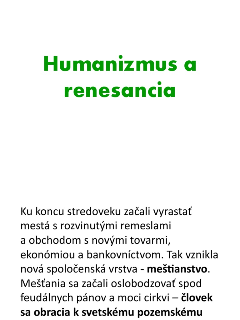 Humanizmus A Renesancia - PPTX 1 | PDF