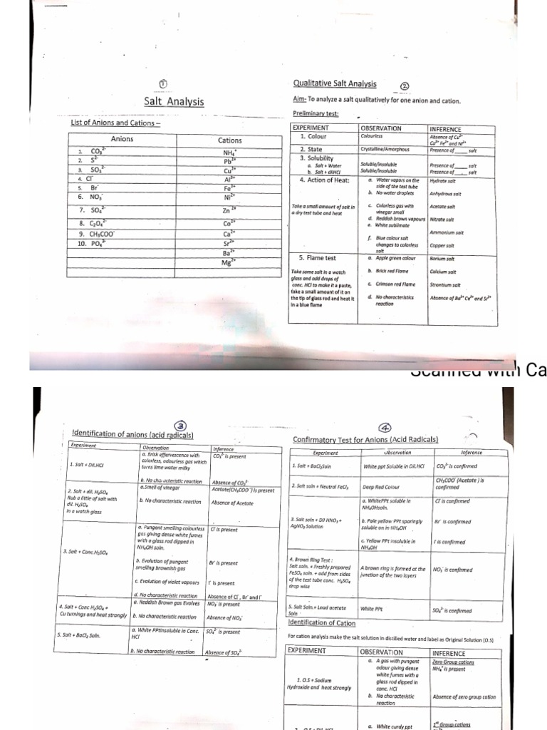 Chemistry Practical - Salt Analysis | PDF
