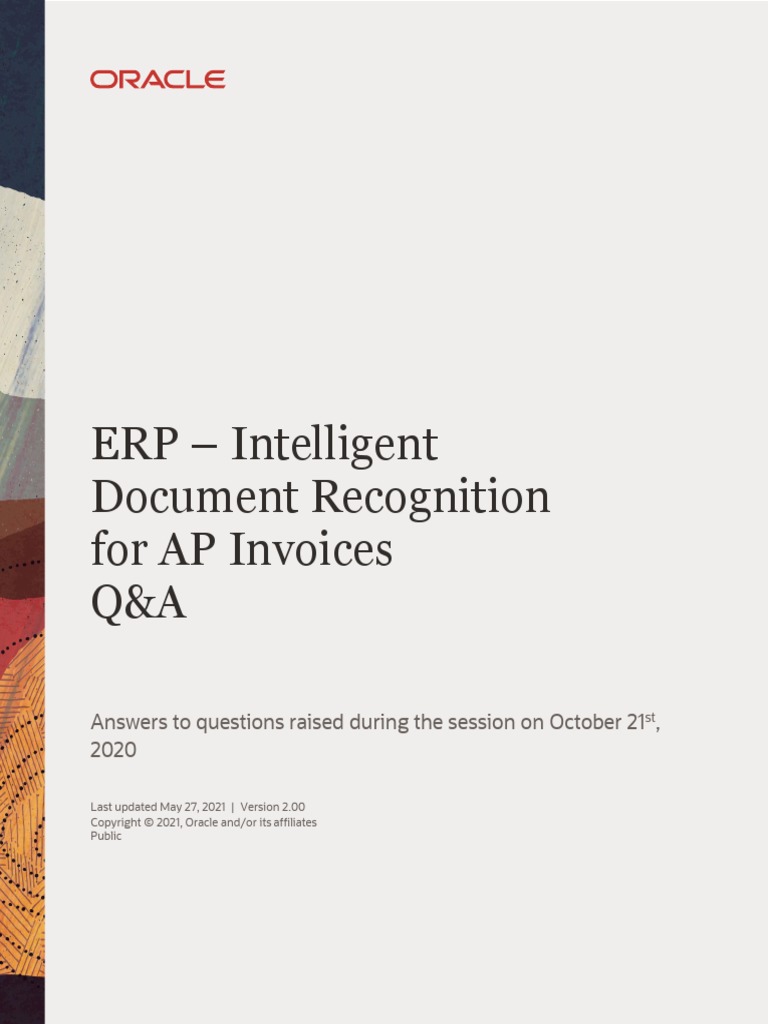 ERP - Intelligent Document Recognition For AP Invoices Q&A | PDF | Accounts Payable | Invoice