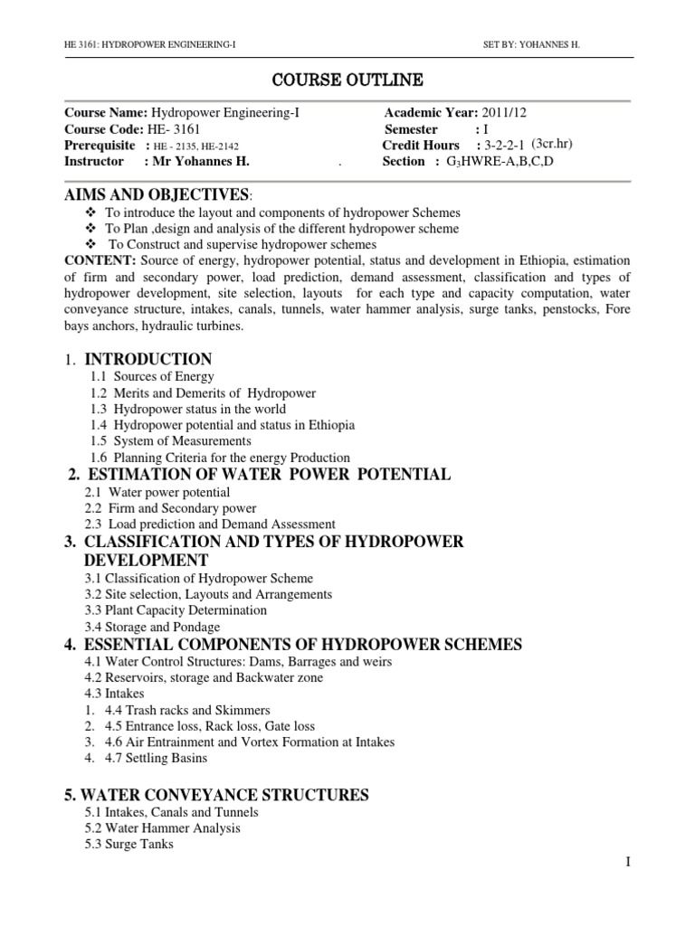 Hp I Lecture Notes All Pdf Hydroelectricity Forecasting
