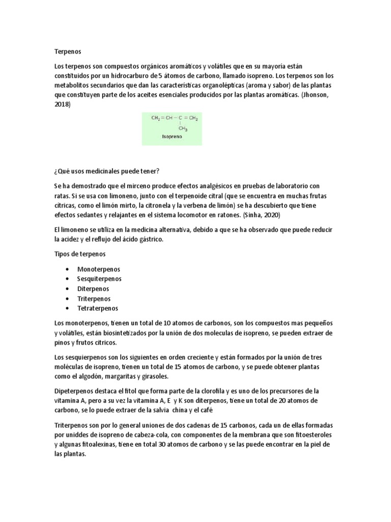 Terpenos Pdf Compuestos Orgánicos Productos Naturales