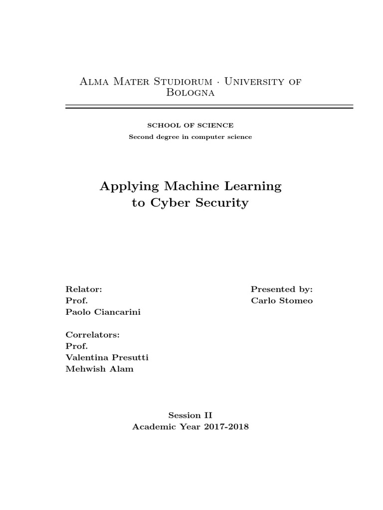 Applying Machine Learning To Cyber Security | PDF | Machine Learning ...