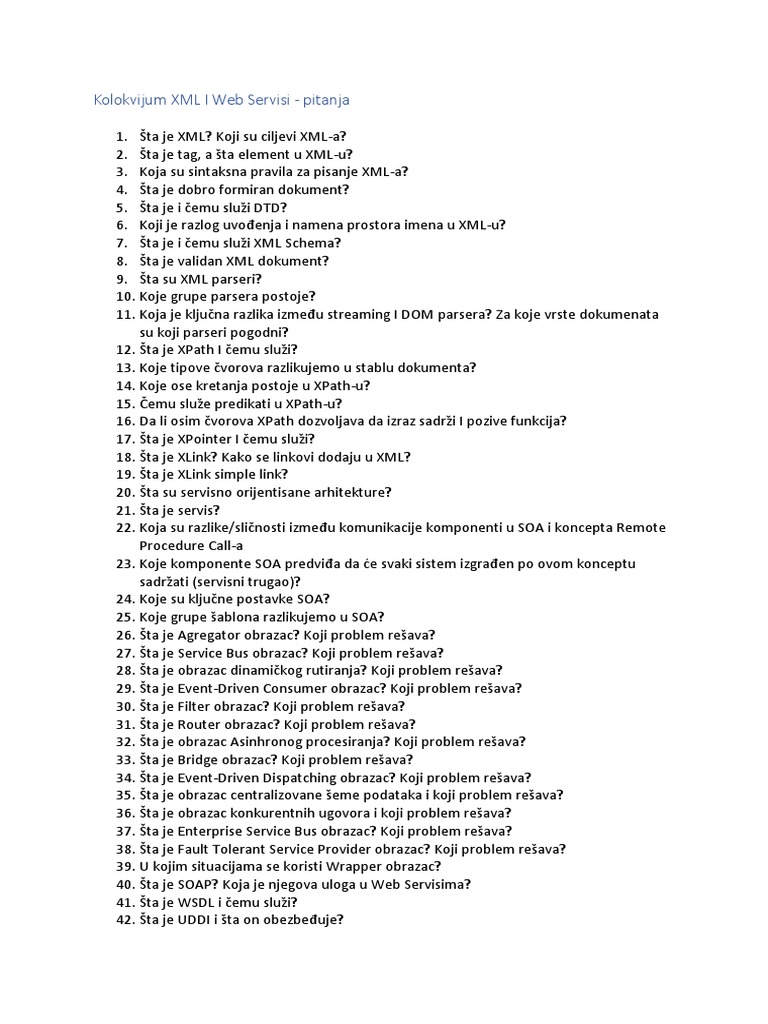 Kolokvijum 1 Pitanja | PDF