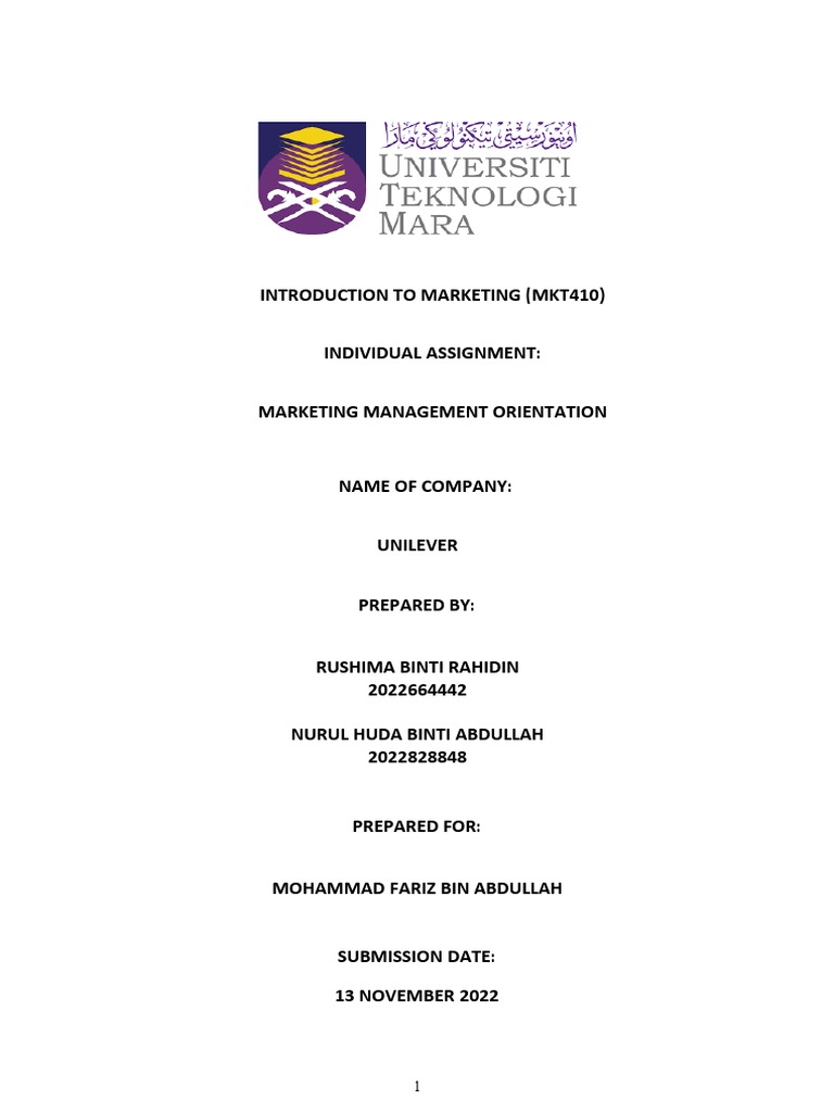 Introduction To Marketing (Unilever) | PDF | Unilever | Brand