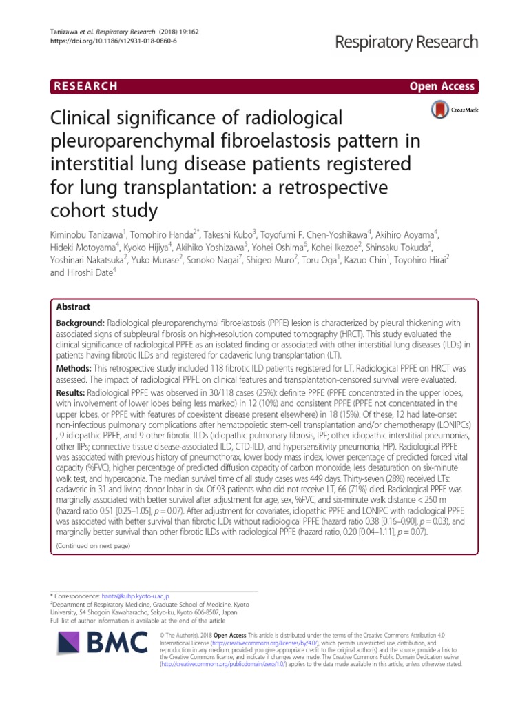Clinical Significance of Radiological Pleuroparenchymal Fibroelastosis ... Clinical Significance of Radiological Pleuroparenchymal Fibroelastosis ...