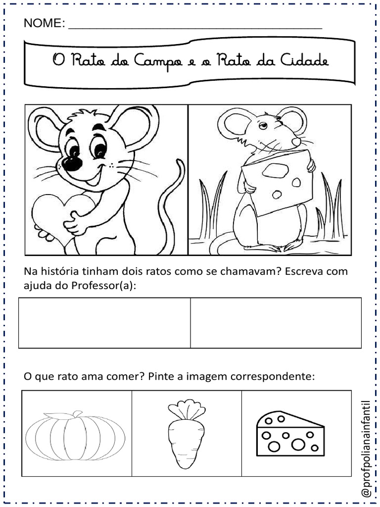 Atividades Infantis: Rato do Campo e da Cidade | PDF | Esportes e ...