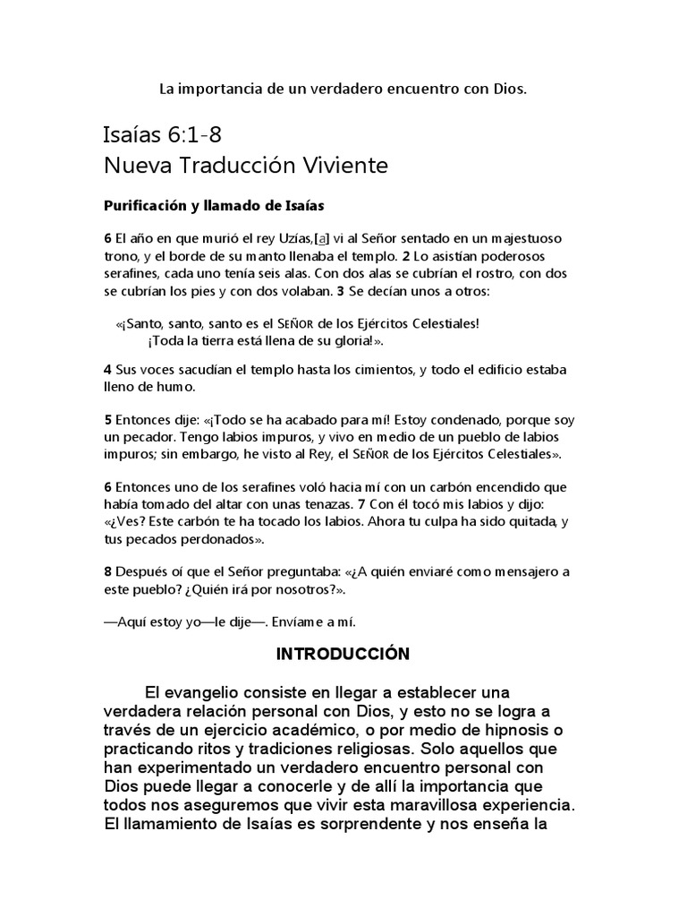La Importancia de Un Verdadero Encuentro Con Dios | PDF | Pecado | Incienso