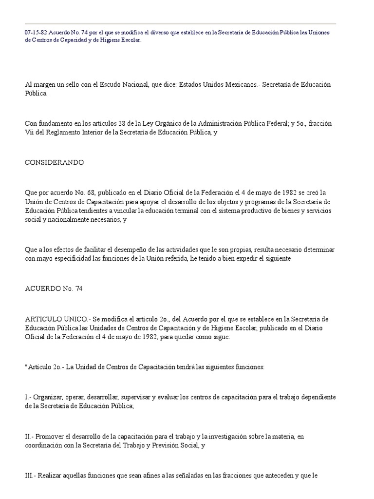 Acuerdo 74 Sep Creacion DGCFT Reformado 68 | PDF