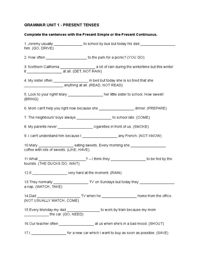 Grammar Unit 1 | PDF