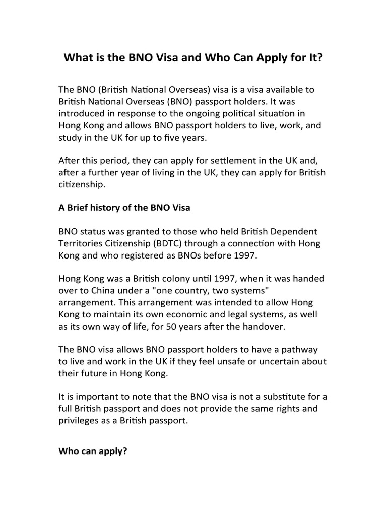 What Is The BNO Visa and Who Can Apply For It | PDF | Travel Visa | Justice