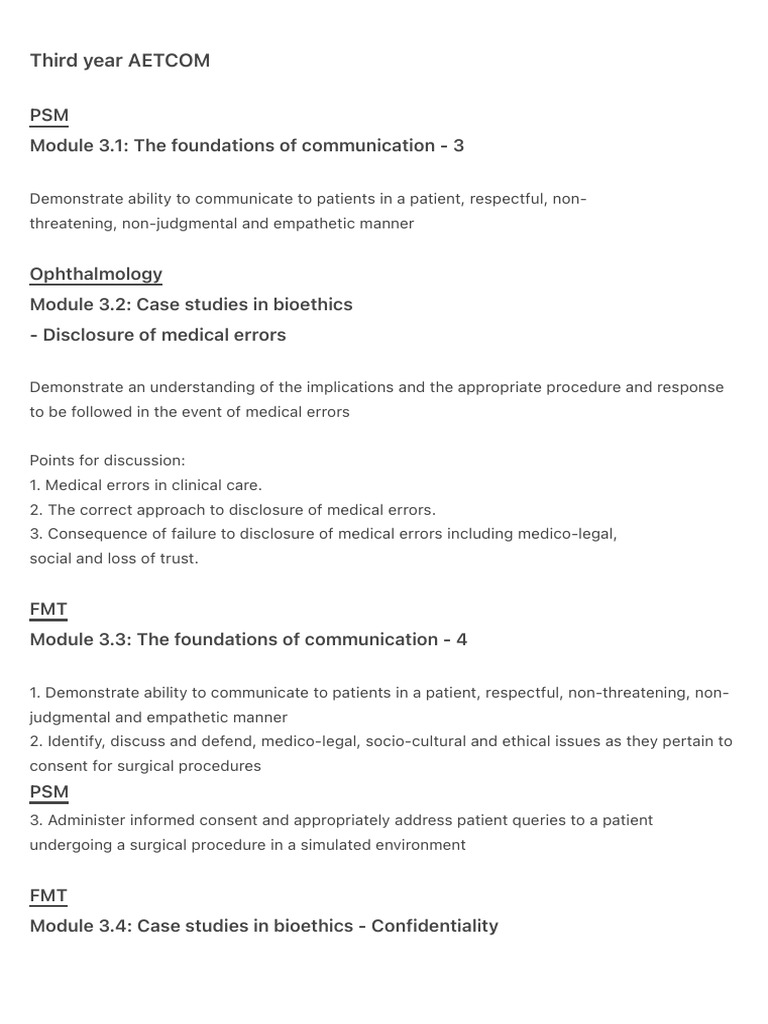 Third Year AETCOM | PDF | Physician | Medicine