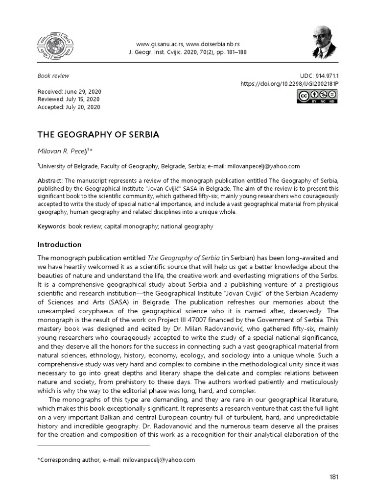 The Geography Of Serbia Pdf Serbia Water