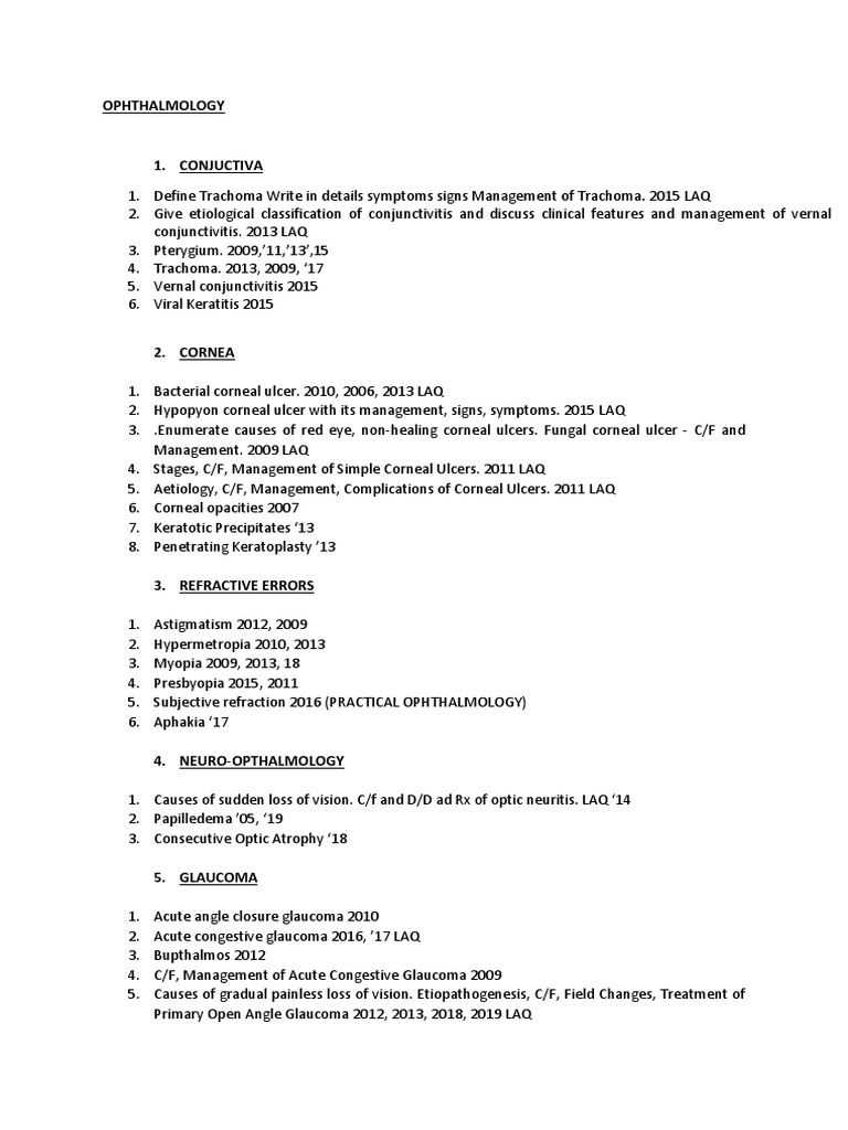 Ophthalmology (Revised) | PDF | Cornea | Glaucoma