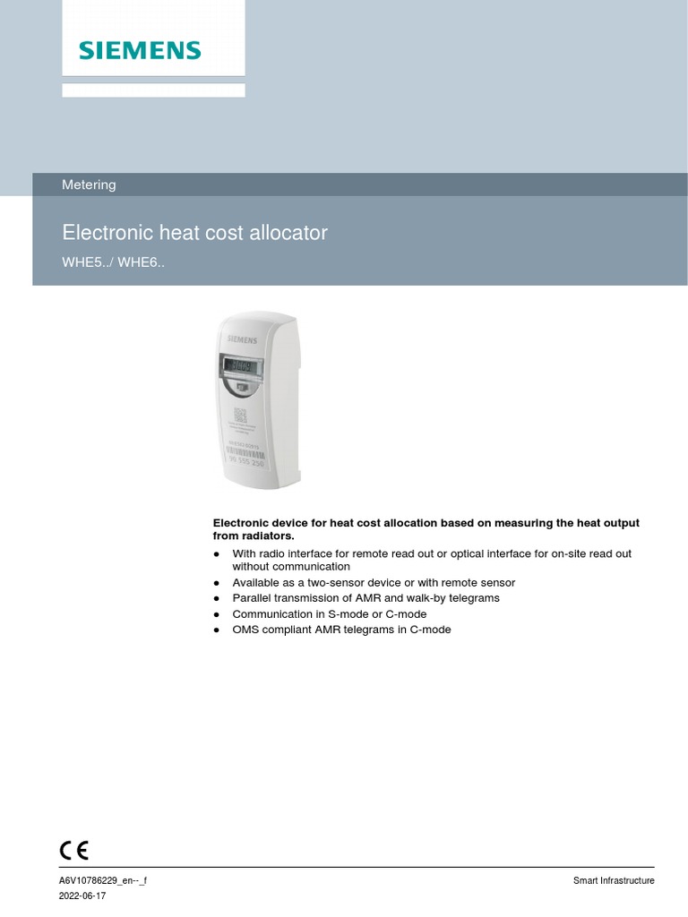 A6V10796498 - Electronic Heat Cost Allocator WHE5.. - WHE6.. - en | PDF | Radio | Parameter ...