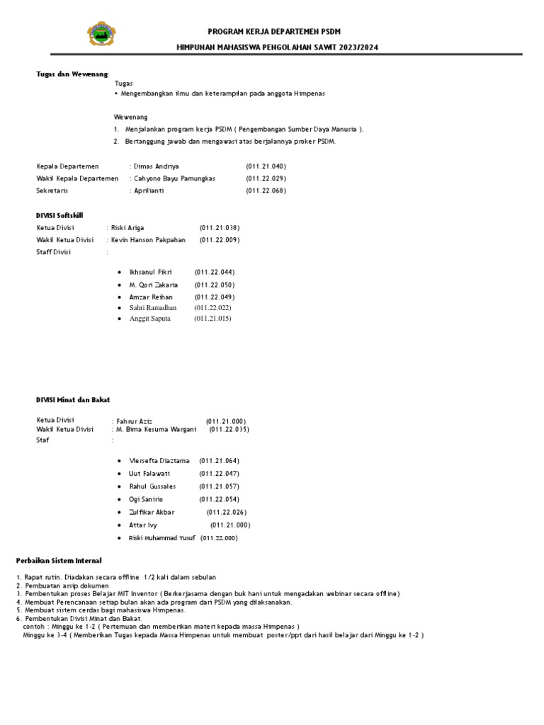 Departemen PSDM | PDF