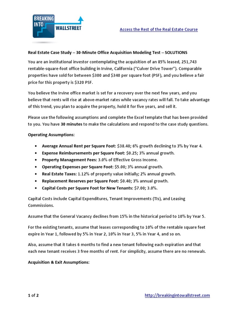 Real Estate Case Study Solutions | PDF | Debt | Real Estate Appraisal