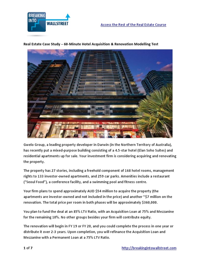 RE 01 09 Hotel Acquisition Renovation Solutions | PDF | Internal Rate ...