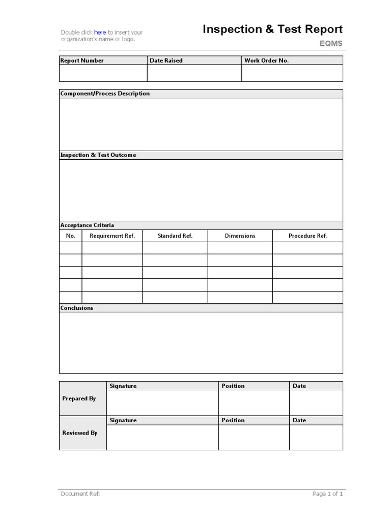 30 Inspection & Test Report | PDF