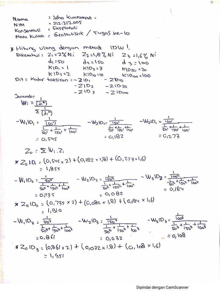 TUGAS 10 Estimasi IDW Dan Kriging | PDF