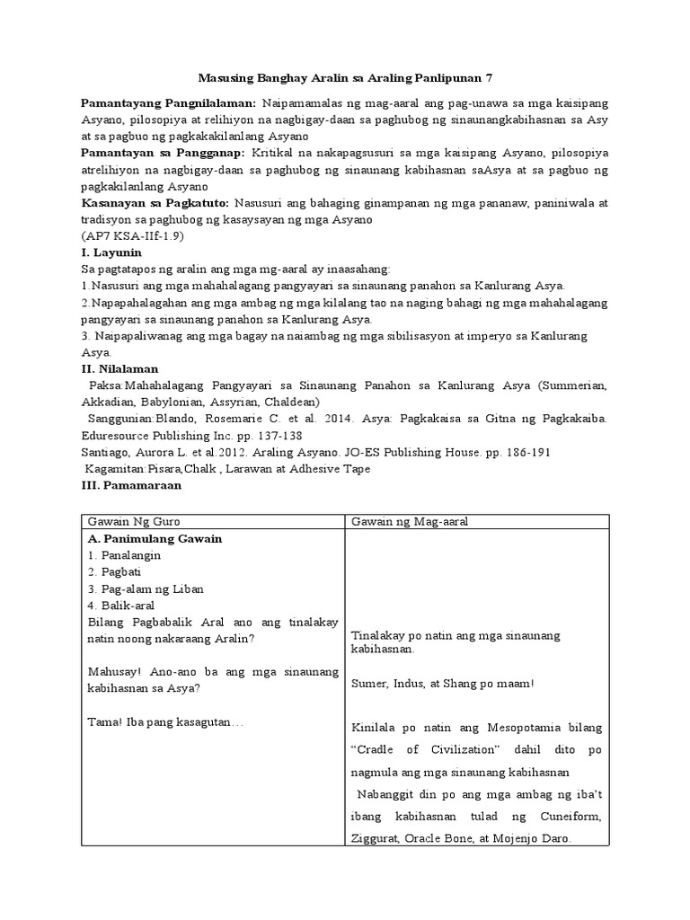 Masusing Banghay Aralin Sa Araling Panlipunan 3333333 | PDF