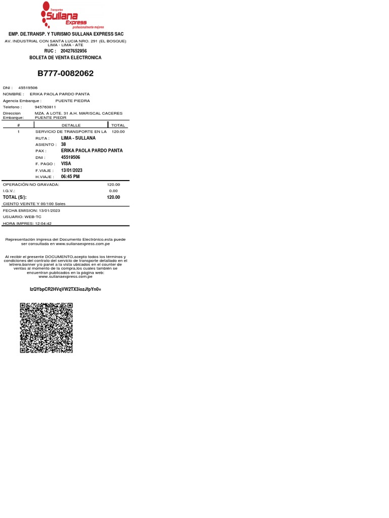 Boleto de Viaje | PDF | Industrias de servicio