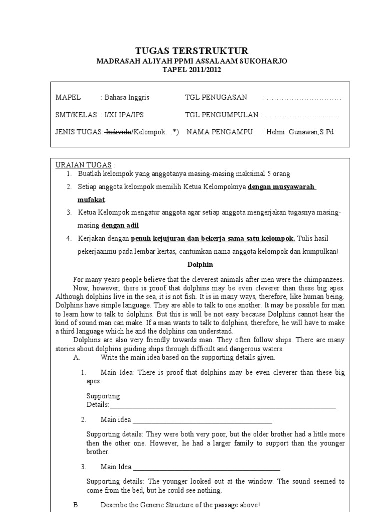 Blanko Tugas Terstruktur | PDF | Foreign Language Studies | Wellness