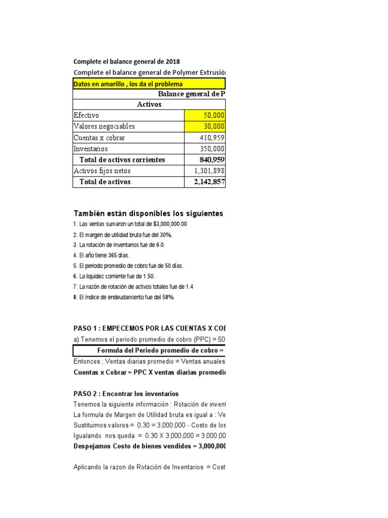 Balance General Polymer Extrusión 2018 | PDF | Compartir (Finanzas ...