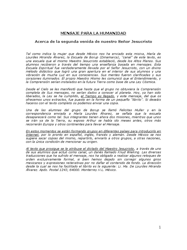 Mensaje Divino para la Humanidad | PDF | Vida | Pensamiento