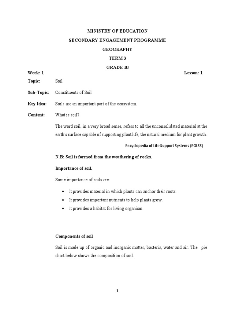 Grade 10 Geography - 2021 - Term 3 | PDF | Soil | River