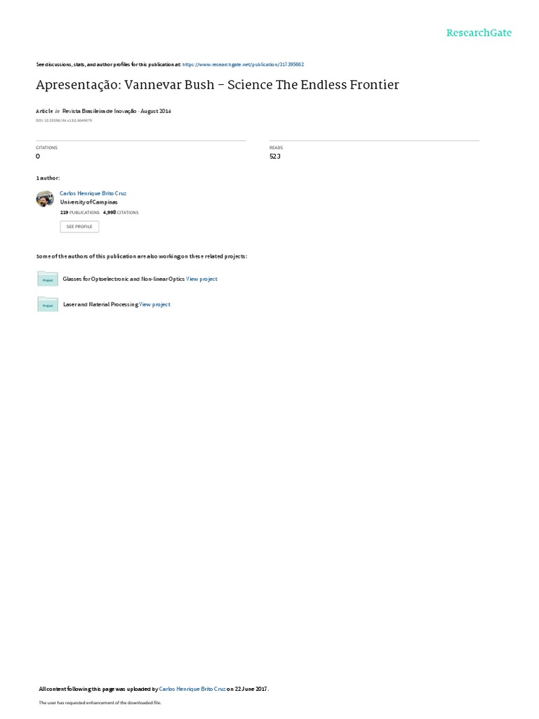 Science The Endless Frontier | PDF | Science | George W. Bush