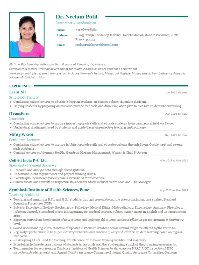 Resume DR - Neelam | PDF