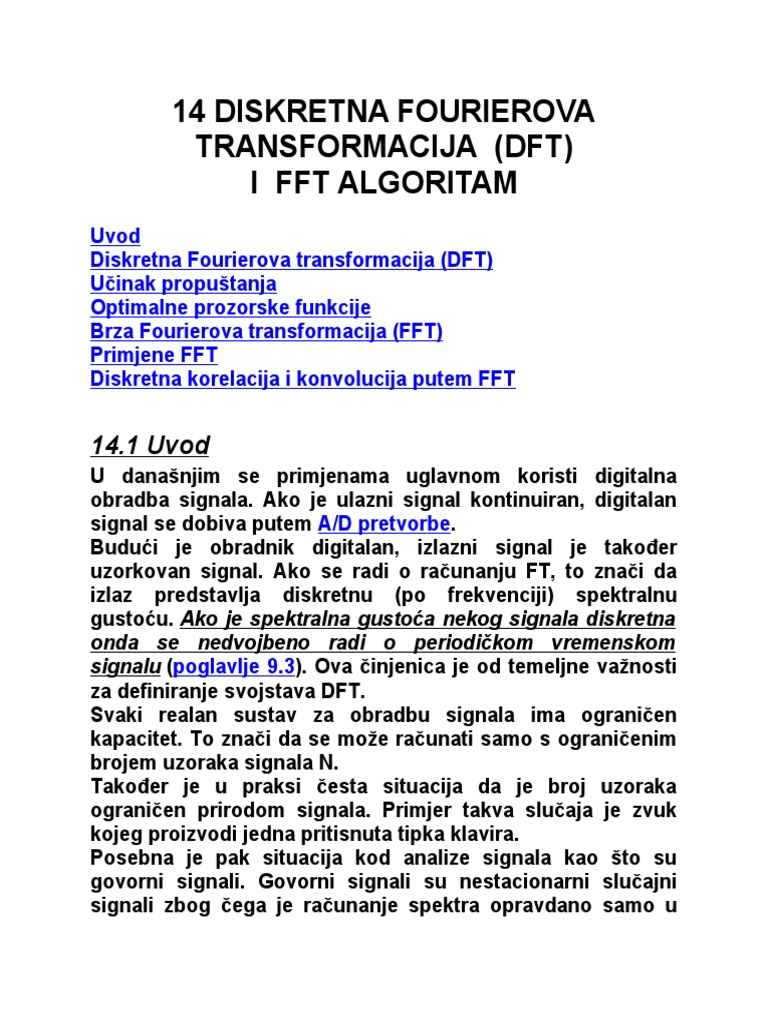 14 Diskretna Fourierova Transformacija | PDF
