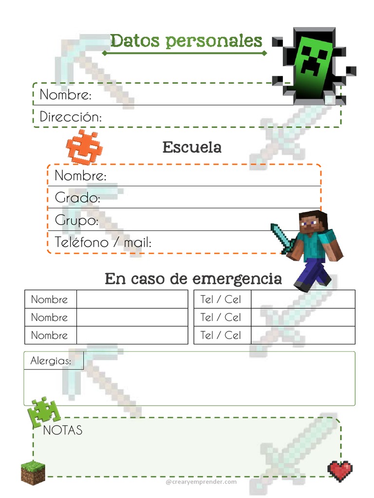 Agenda Escolar Minecraft | PDF