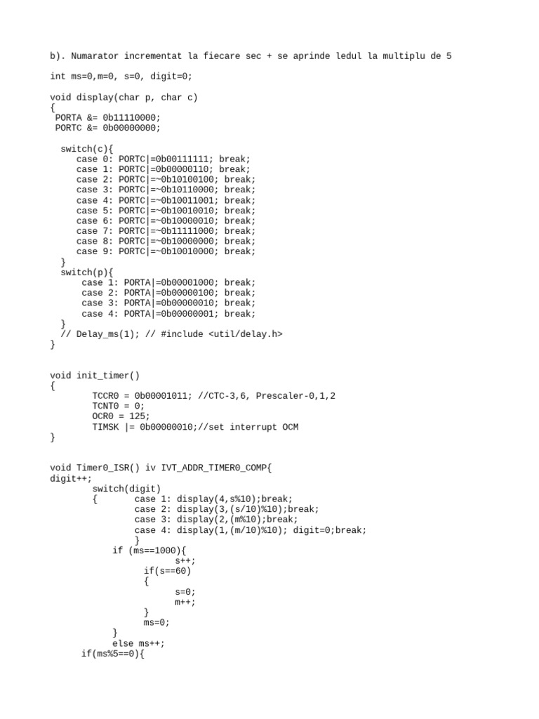 Increment Numarator la Fiecare Secunda si Apare LED la Multiplu de 5 ...